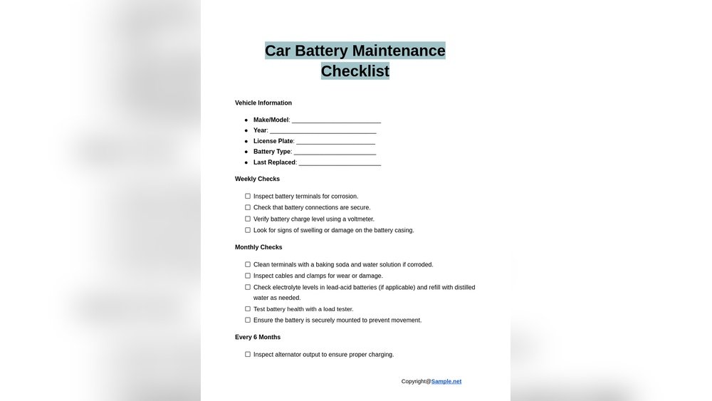 Car Lead Acid Battery Maintenance Checklist: Essential Tips For ...